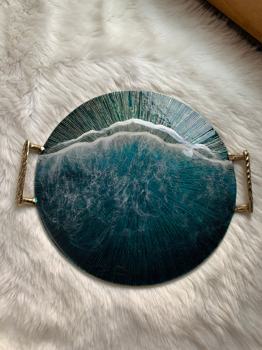 Gold Metal Ocean Tray – Art by Anderson